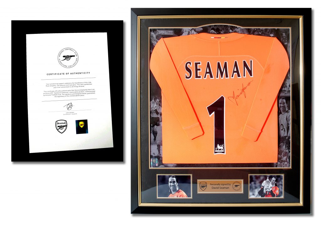 David Seaman Signed Shirt. – Ibbett Mosely Auctions